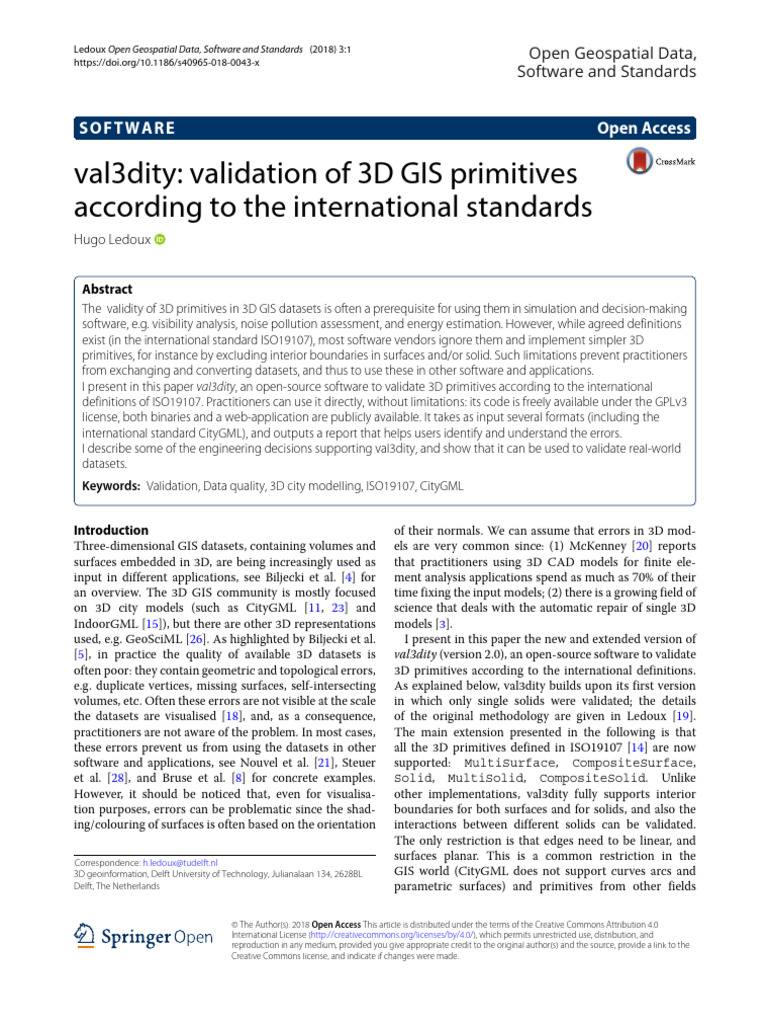 val3dity: validation of 3D GIS primitives according to the international standards | PDF ...