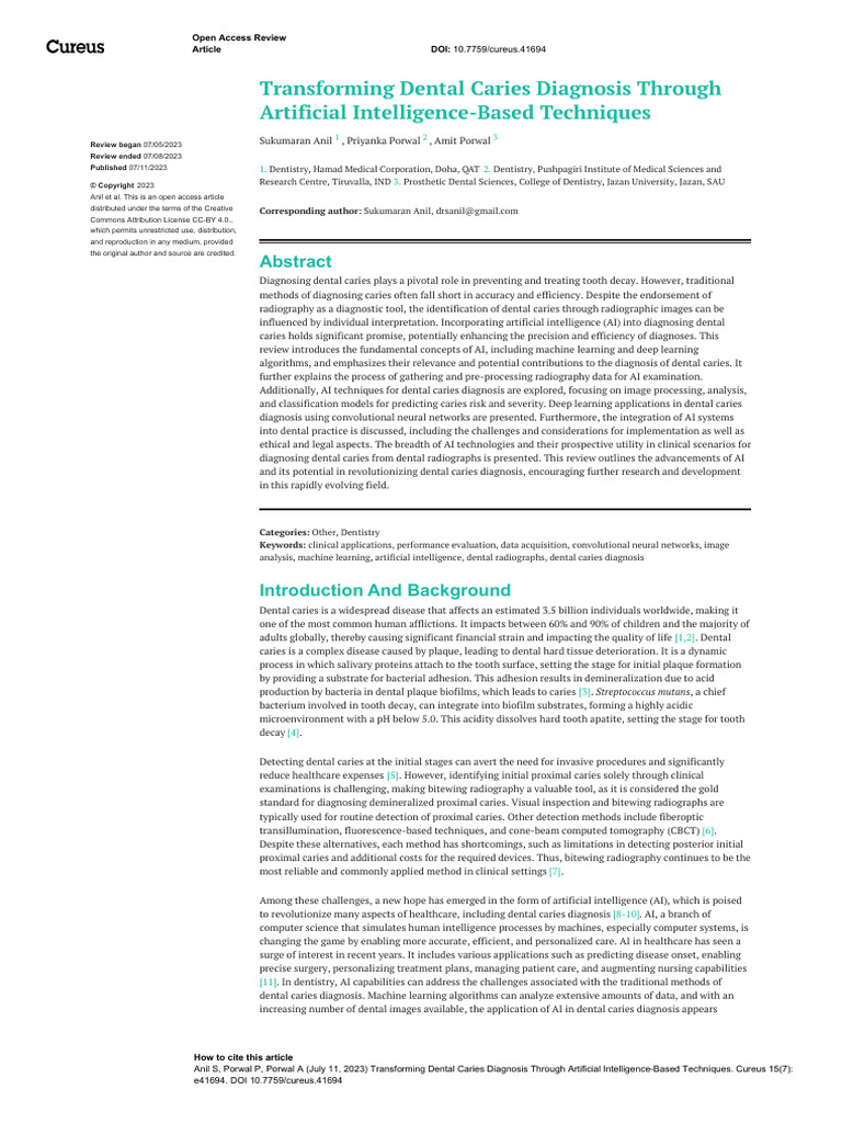 Dental Caries | PDF | Support Vector Machine | Machine Learning