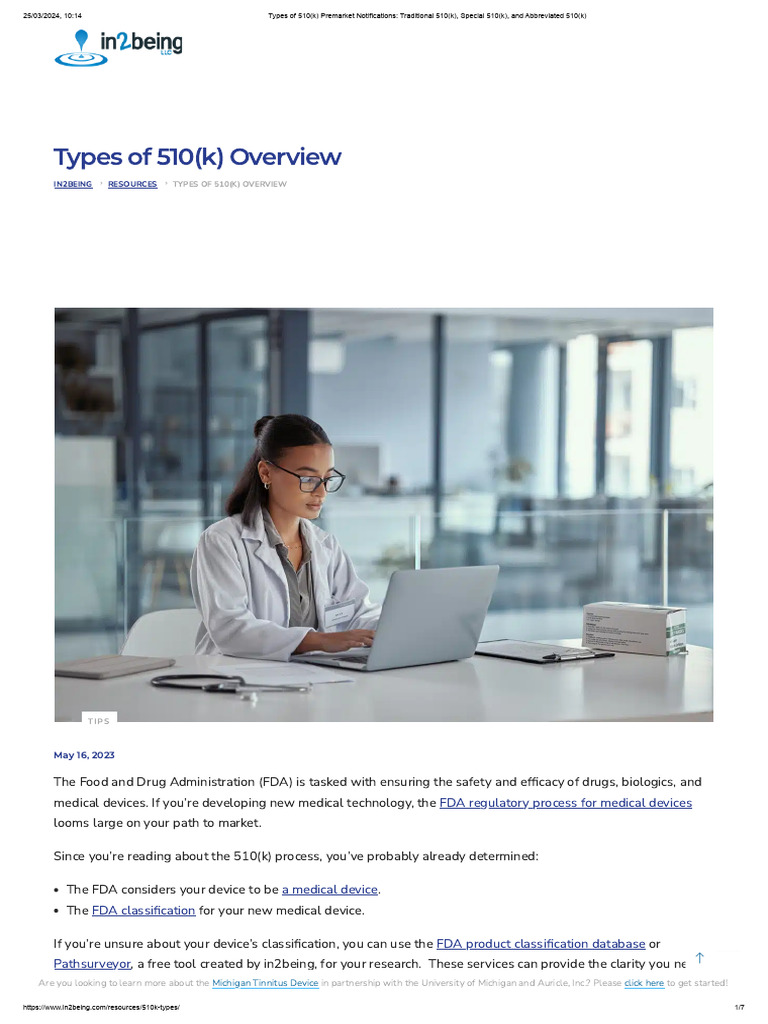 Types of 510 (K) Premarket Notifications - Traditional 510 (K), Special ...