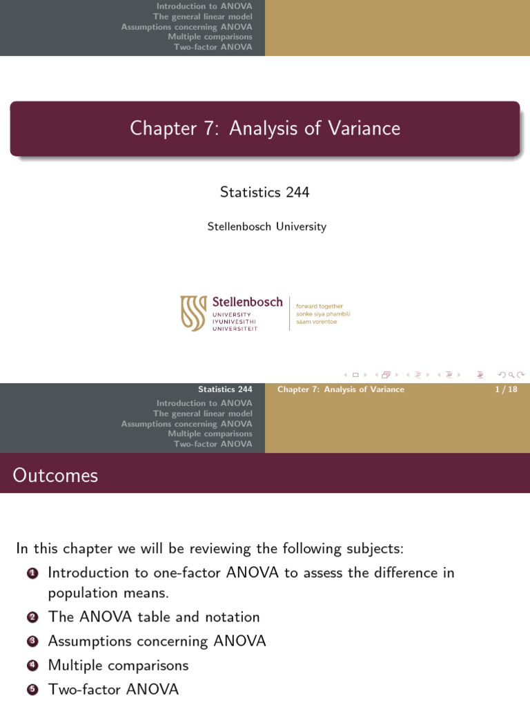 Chapter 7 Slides | PDF | Analysis Of Variance | Errors And Residuals