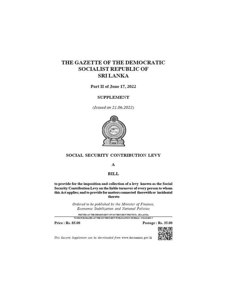 Social Security Contribution Levy Act 2022 | PDF