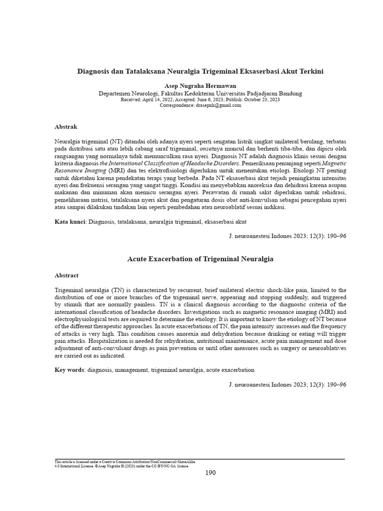 Neuralgia Trigeminal Residen Unpad | PDF | Kesehatan Holistik | Sains ...