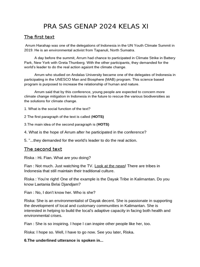 Pra Sas Genap 2024 Kelas Xi | PDF