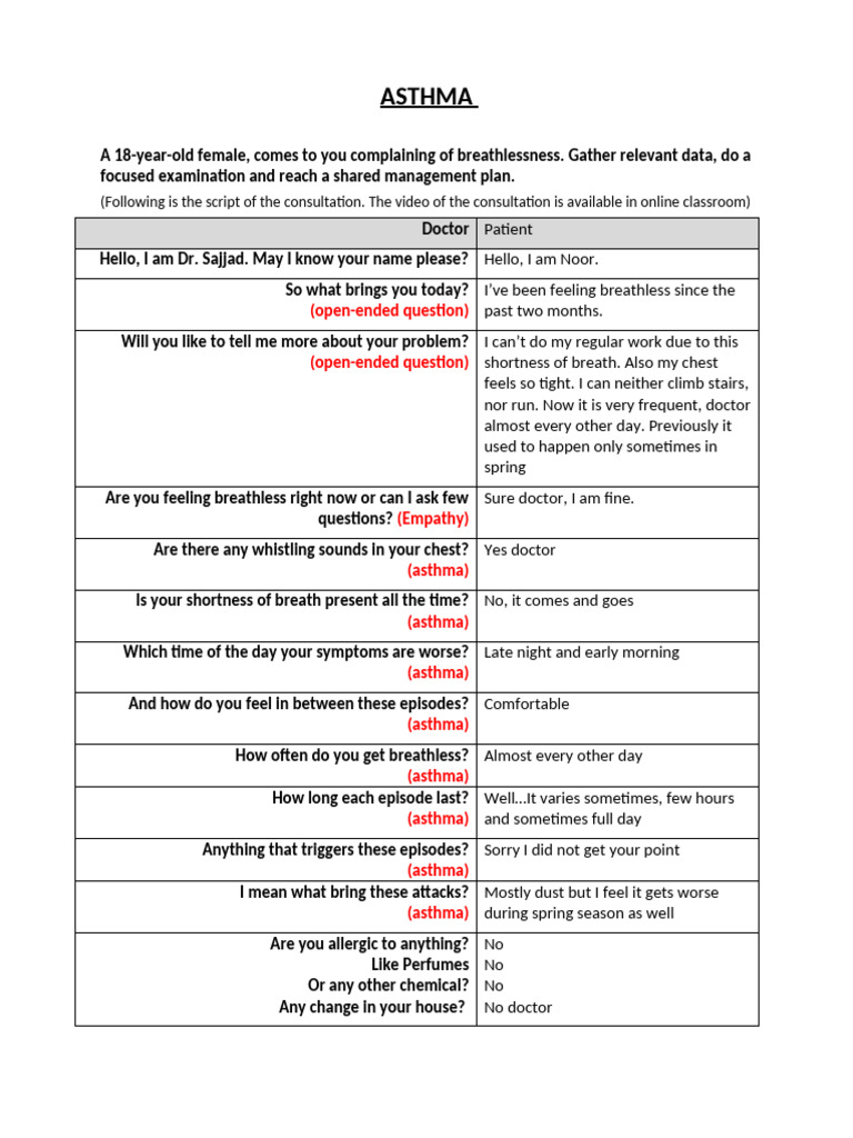 Case 7 - Asthma Corrected 4 | PDF | Asthma | Clinical Medicine