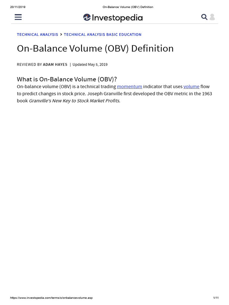 OBV: A Guide for Traders | PDF | Technical Analysis | Market Trend