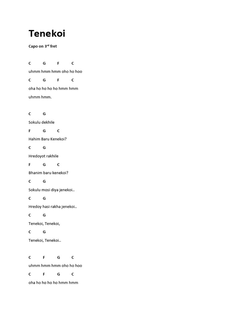 Tenekoi Guitar Chord Chart | PDF