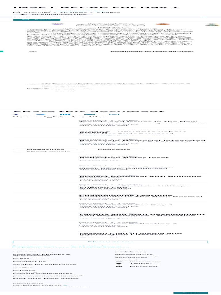 INSET RECAP For Day 1 PDF Cyberbullying Soc… | PDF | Scribd | World ...