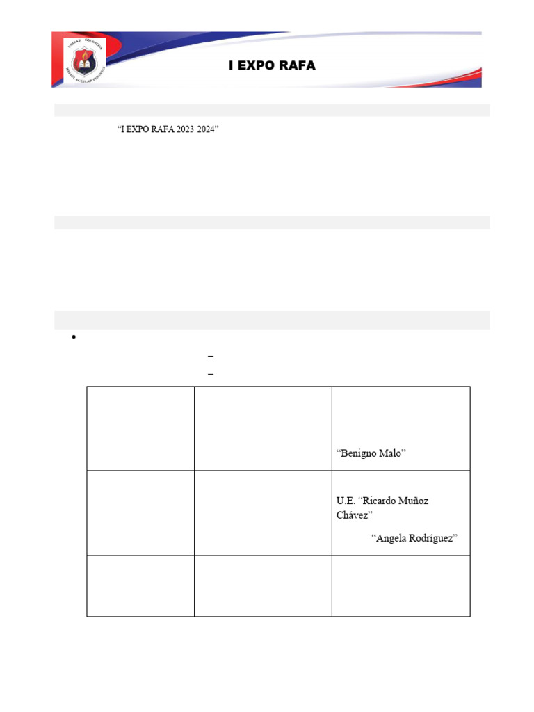 Semana Cultural Expo Rafa 2023-2024 | PDF