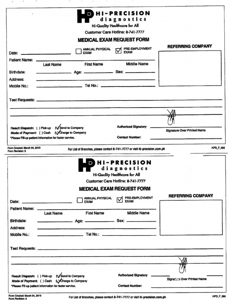 Hi-Precision PEME Request Form PartnerHero | PDF