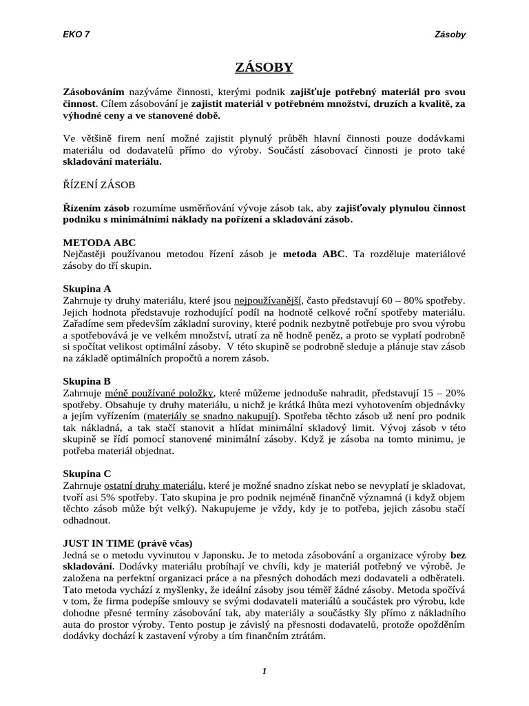 EKO 7 Zásoby | PDF