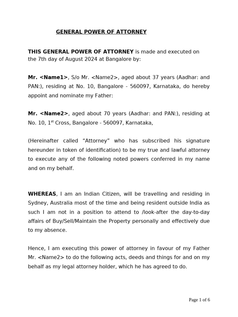 GPA Format | PDF | Deed | Conveyancing