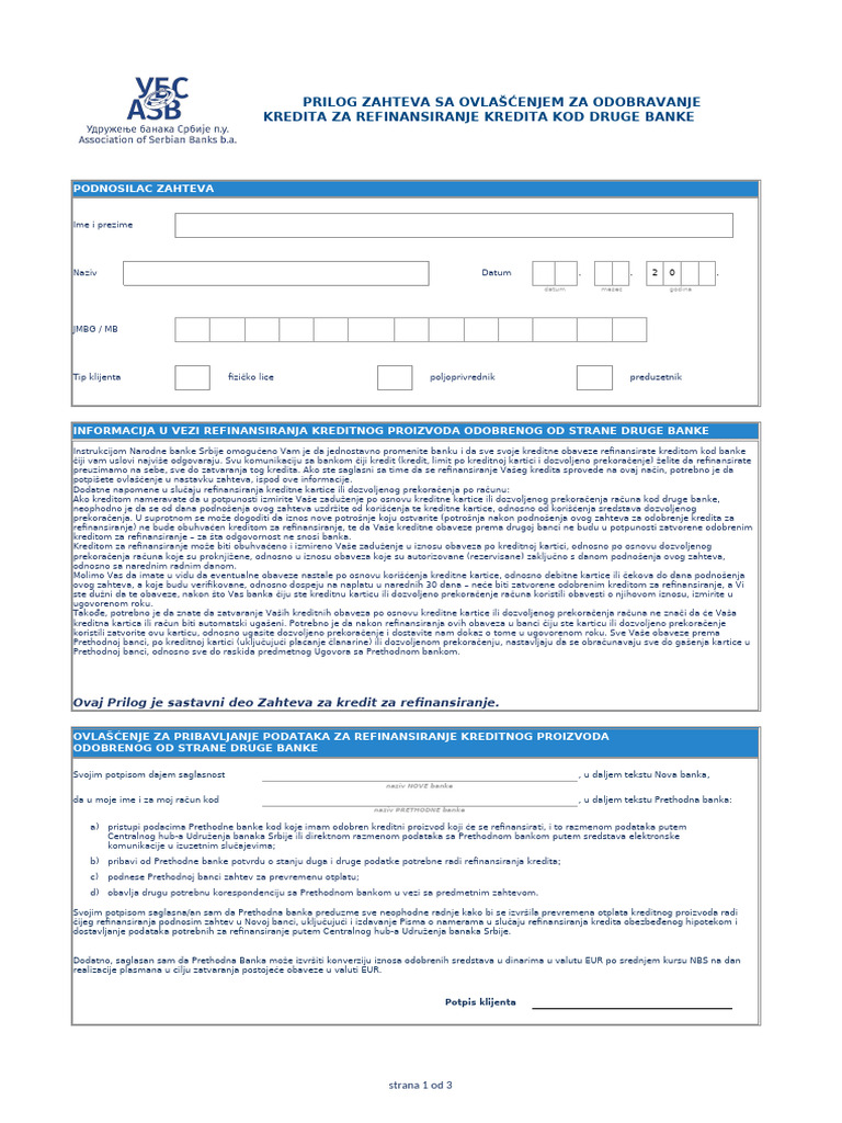 Obrazac UBS Ovlascenje | PDF