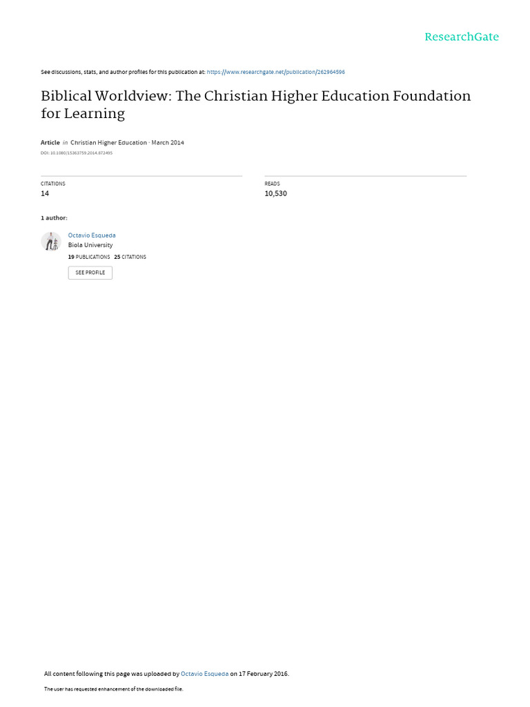 04 Biblical - Worldview - The - Christian - Higher - Education | PDF ...