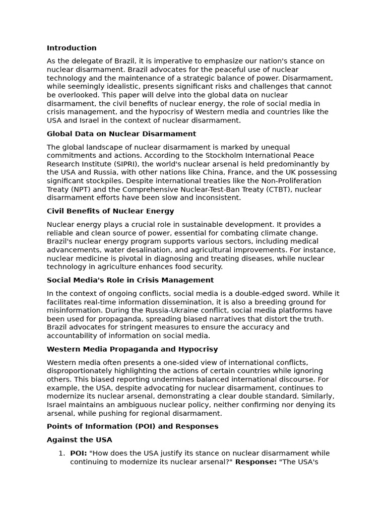 brief report | PDF | Nuclear Disarmament | Treaty On The Non ...