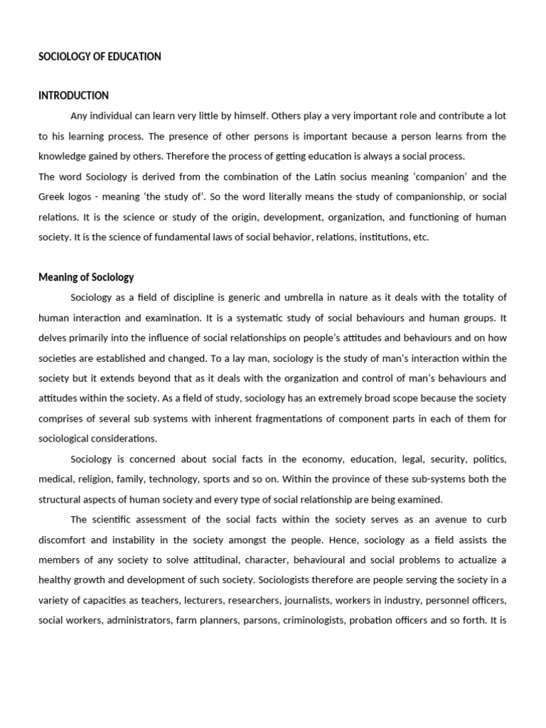 Sociology's Role in Education | PDF | Sociology | Émile Durkheim