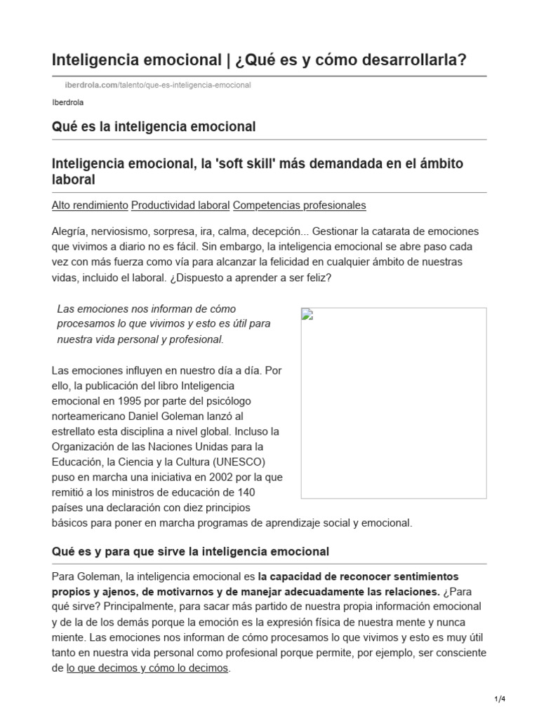 Inteligencia emocional Qué es y cómo desarrollarla | PDF | Las emociones | Inteligencia emocional