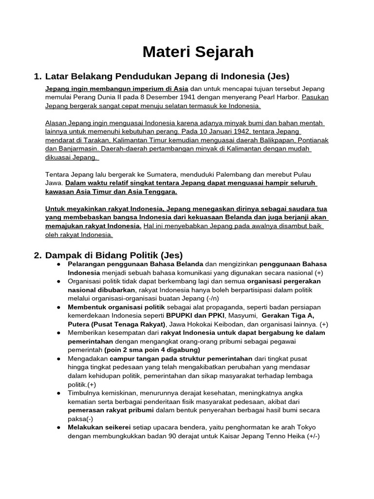Dampak Pendudukan Jepang di Indonesia | PDF