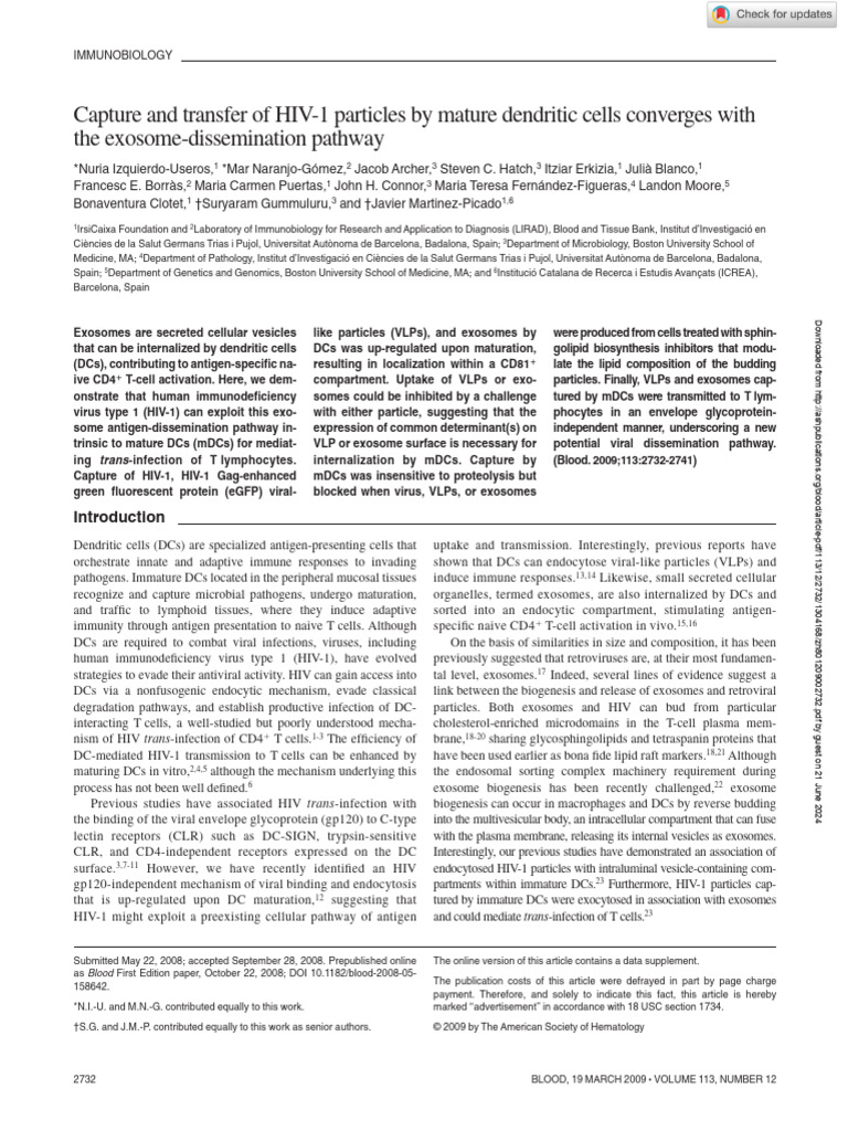 Capture and Transfer of HIV-1 Particles by Mature Dendritic Cells ...