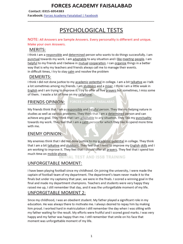 ISSB Psychological Testing Book | PDF | Speed