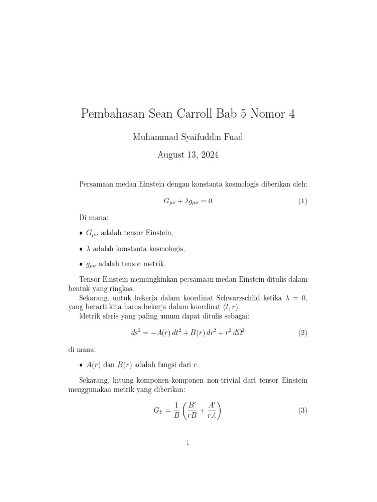 Pembahasan Sean Carroll Nomer 5 Bab 5 | PDF