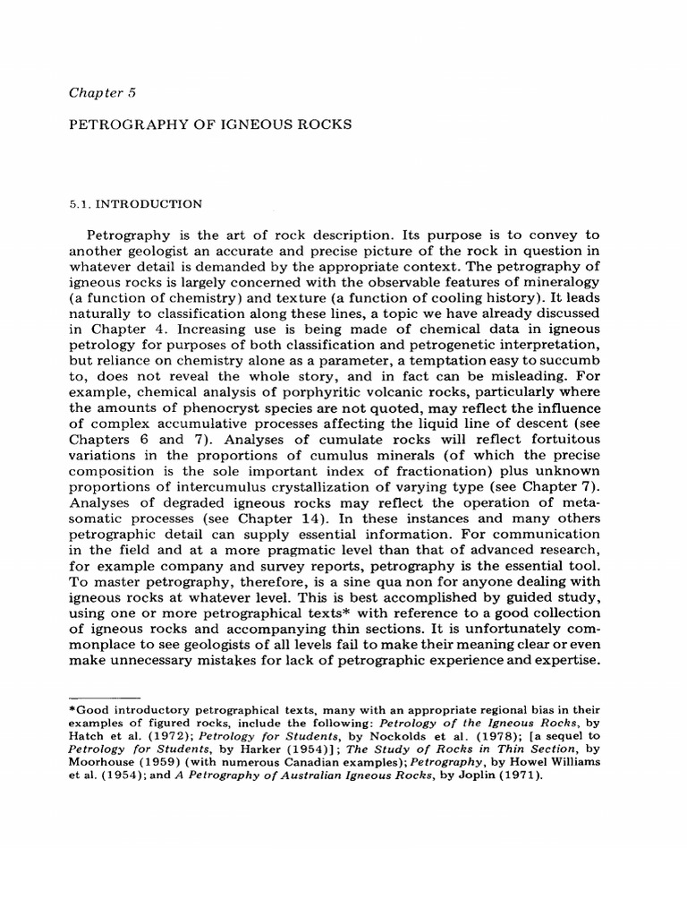 Petrography of Igneous Rocks 1982 | PDF | Igneous Rock | Minerals
