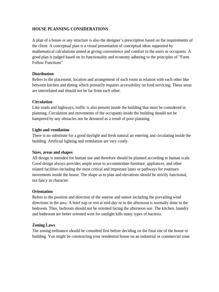 House Planning Considerations | PDF | Room | Kitchen