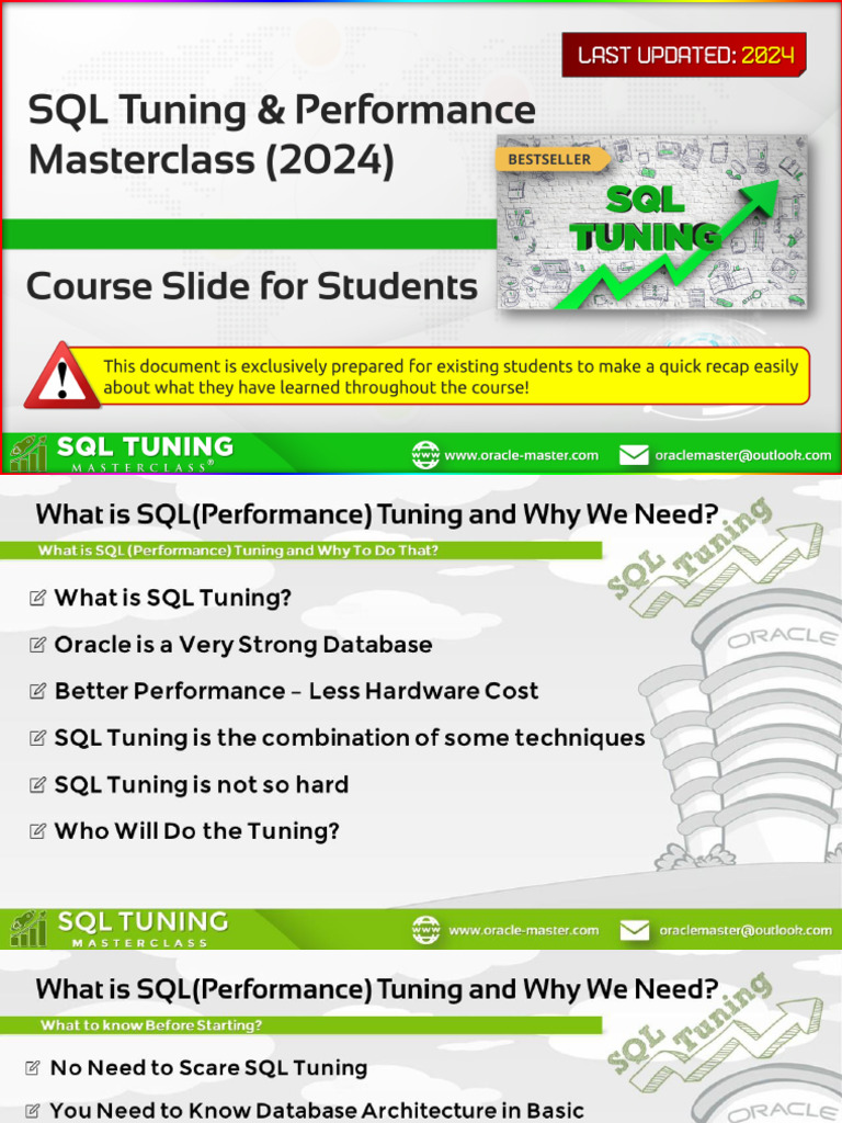 Oracle Database Performance Tuning Doc - 2024 | PDF