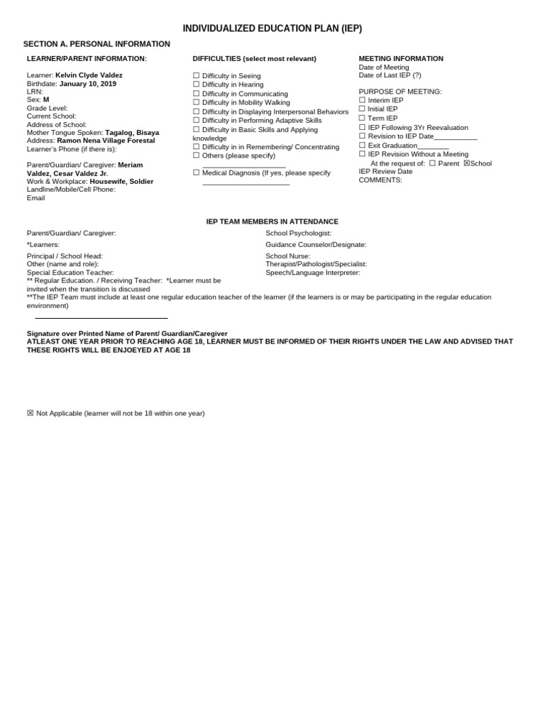 BIOCO - IEP 1 Conv | PDF | Individualized Education Program | Learning