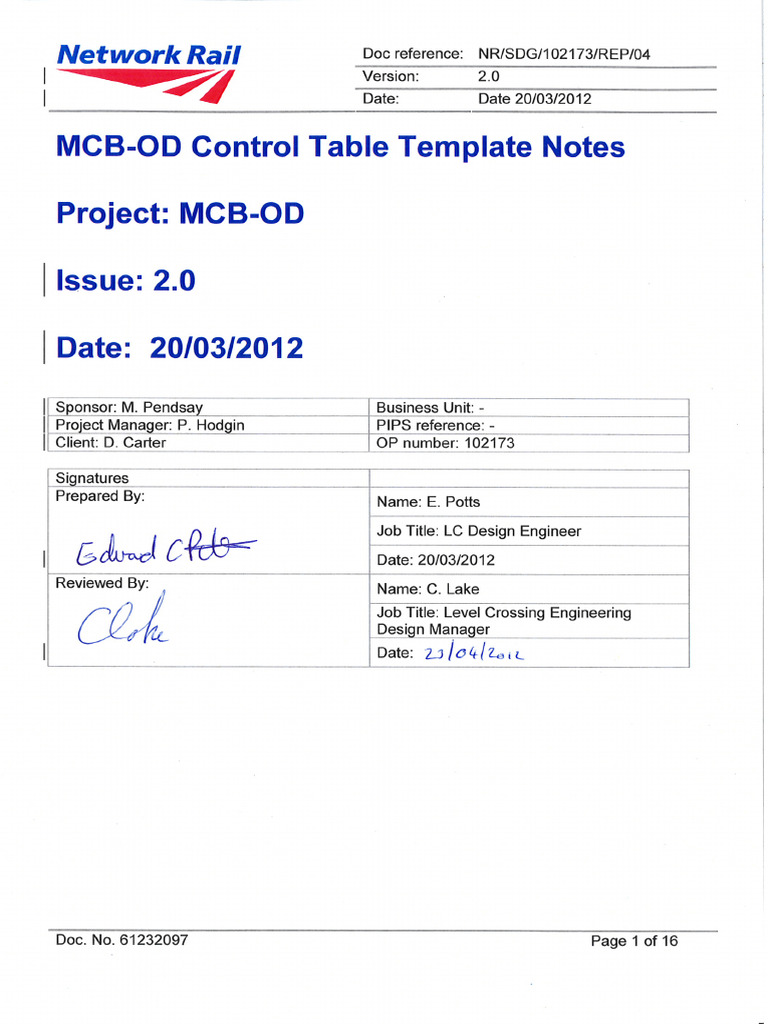 Cont Table NR - SDG - 102173 - REP - 04 MCB-OD Typical Control Table ...