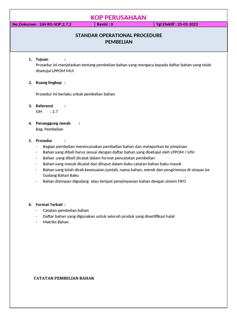 3 SOP Pembelian Halal Barang | PDF | Bisnis | Teknologi & Rekayasa
