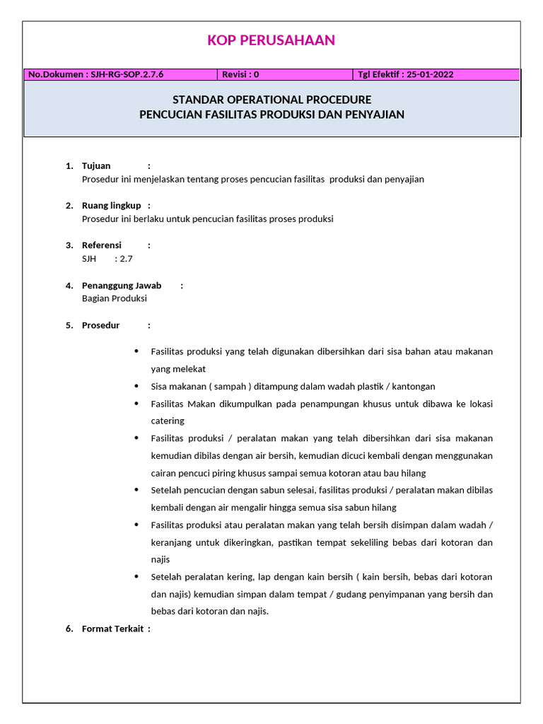 6 SOP Pencucian Peralatan Makan Halal | PDF | Kesehatan Holistik | Teknologi & Rekayasa