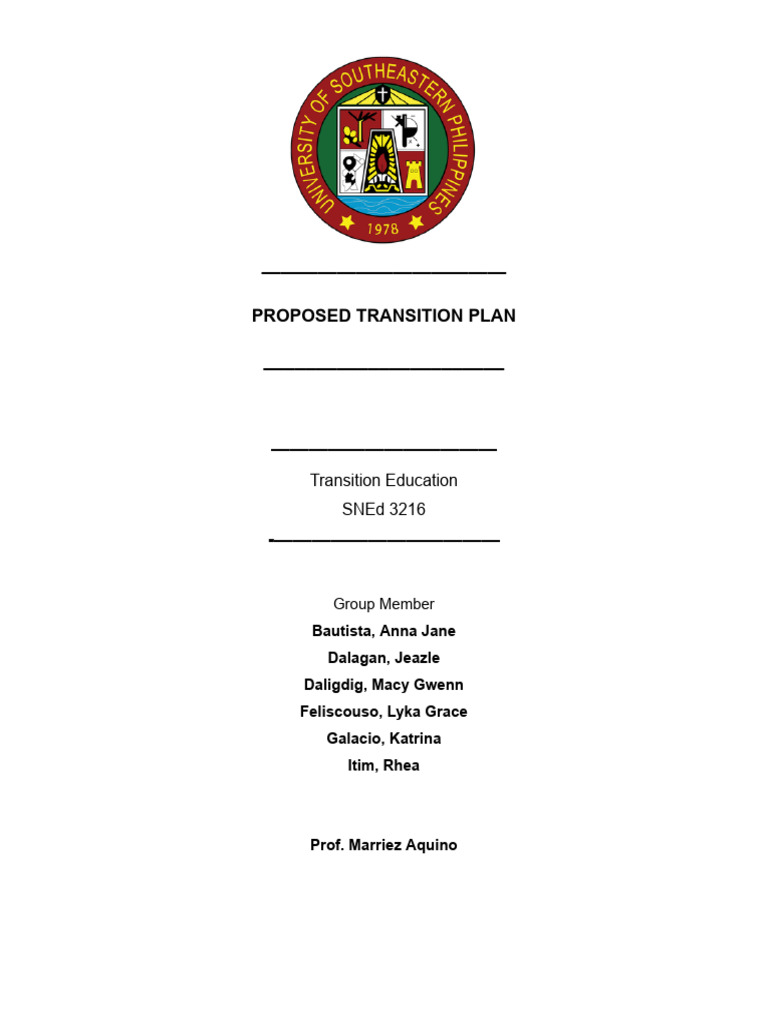 Proposed Transition Plan | PDF | Occupational Therapy | Special Education