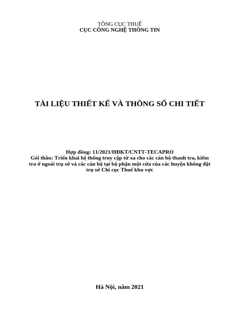 1.HD11 - Tai Lieu Thiet Ke Va Thong So Chi Tiet - v1.1 | PDF