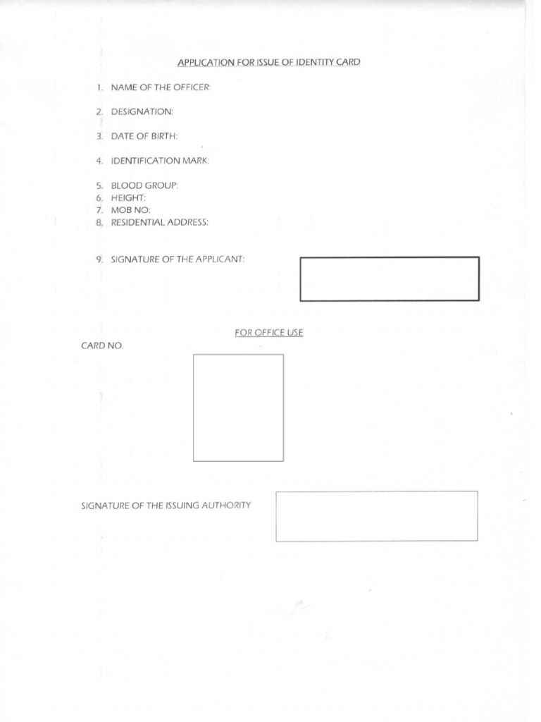 Application For Dept ID Card | PDF