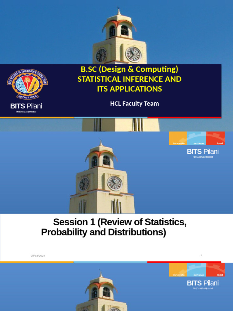BITS Pilani: Statistical Inference Course Overview | PDF | Probability ...