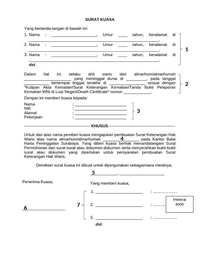 Surat Kuasa (SKHW) | PDF