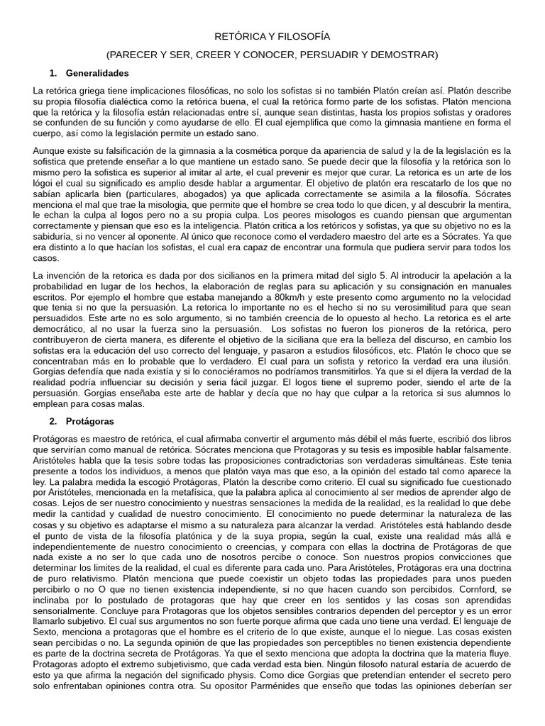 Retórica y Filosofía: Persuasión y Verdad | PDF | Platón | Retórica