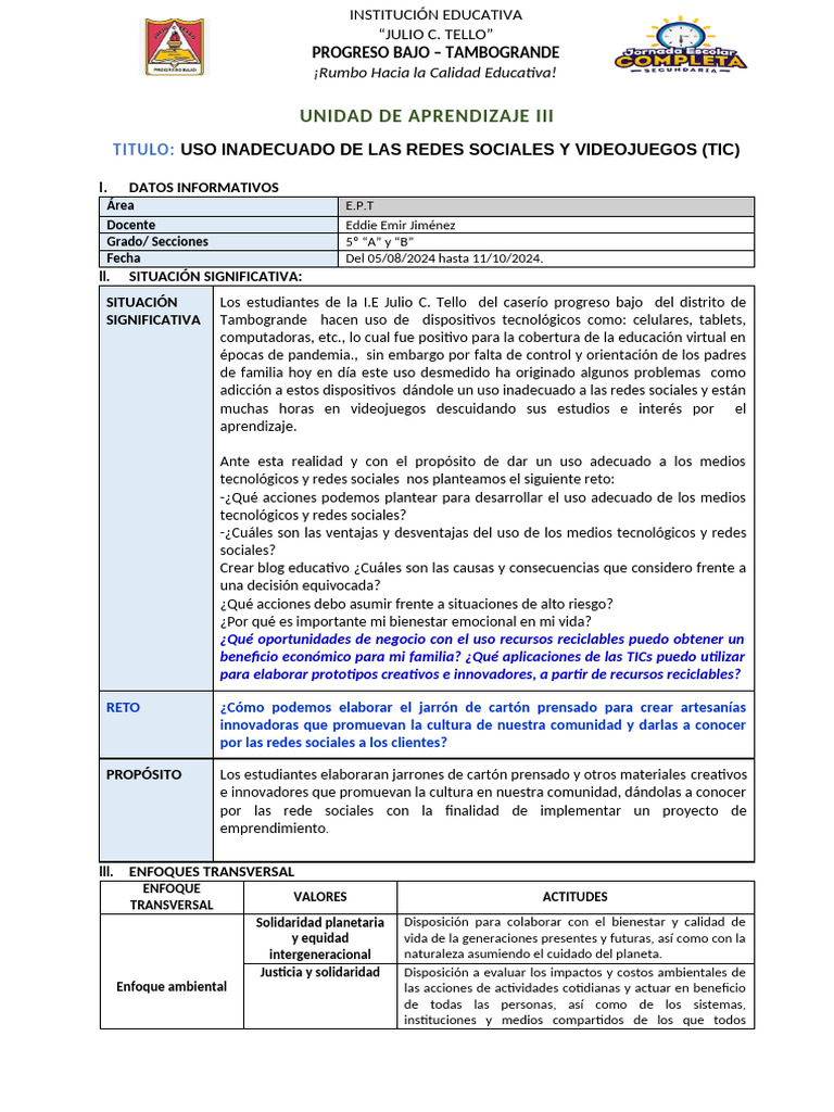 Unidad de Aprendizaje III-ept | PDF | Iniciativa empresarial | Evaluación