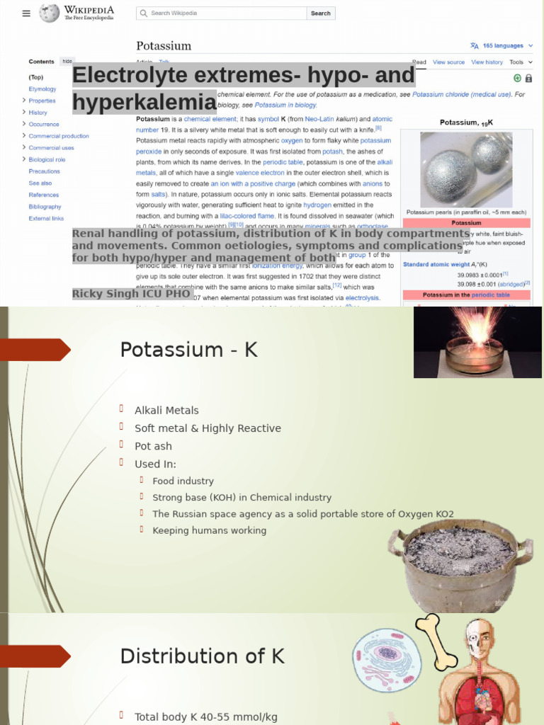 Icu Teaching Electrolyte Extremes Hypo And Hyperkalemia Pdf Potassium Chemistry