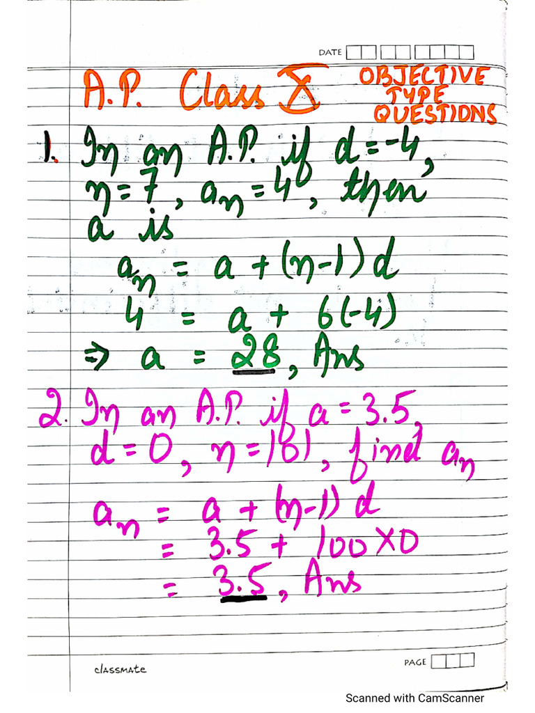 X - A.P. (Objective Type Questions) | PDF