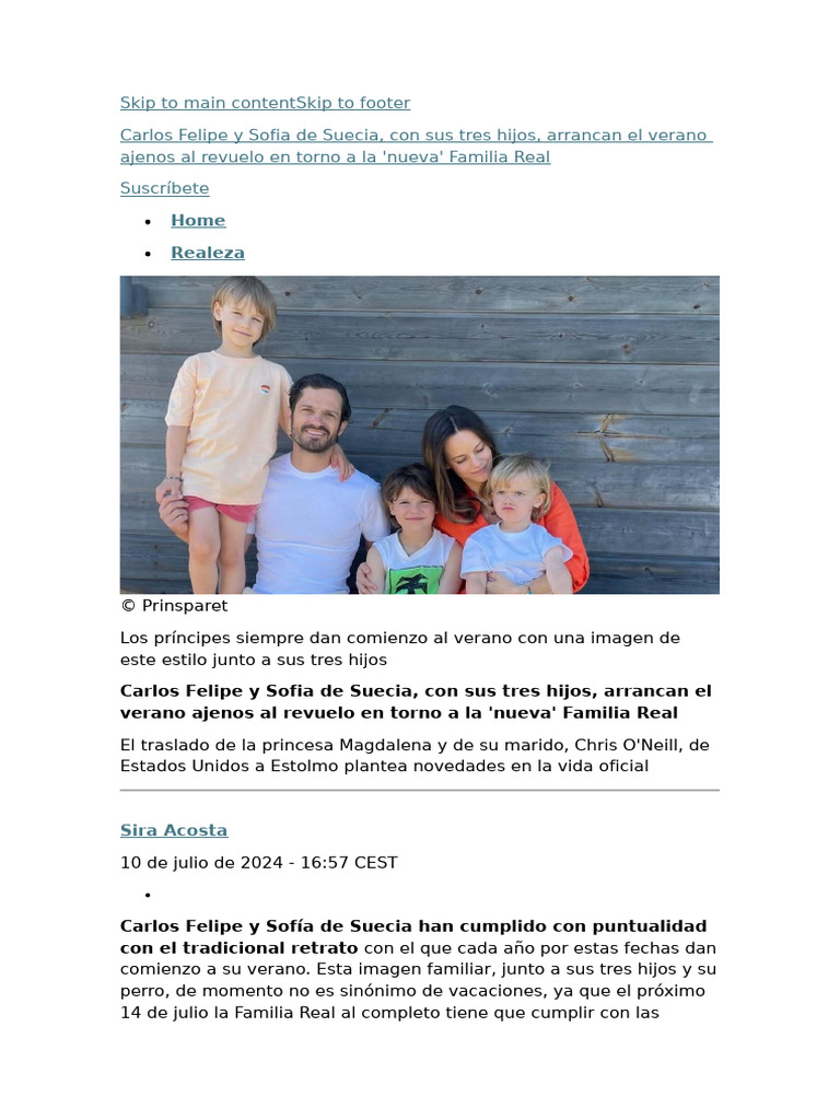Verano Real: Carlos Felipe y Sofía de Suecia | PDF | Regalías