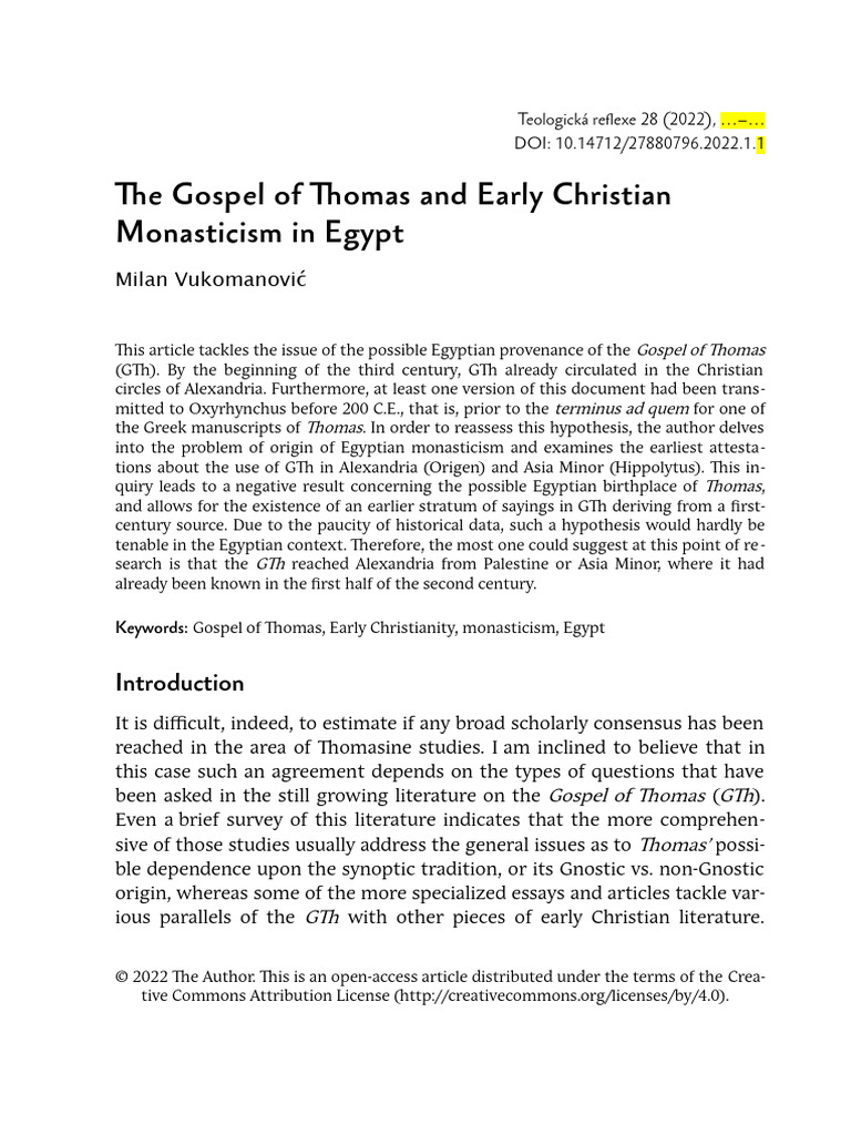 The Gospel of Thomas and Early Christian | PDF | Gospel Of Thomas ...