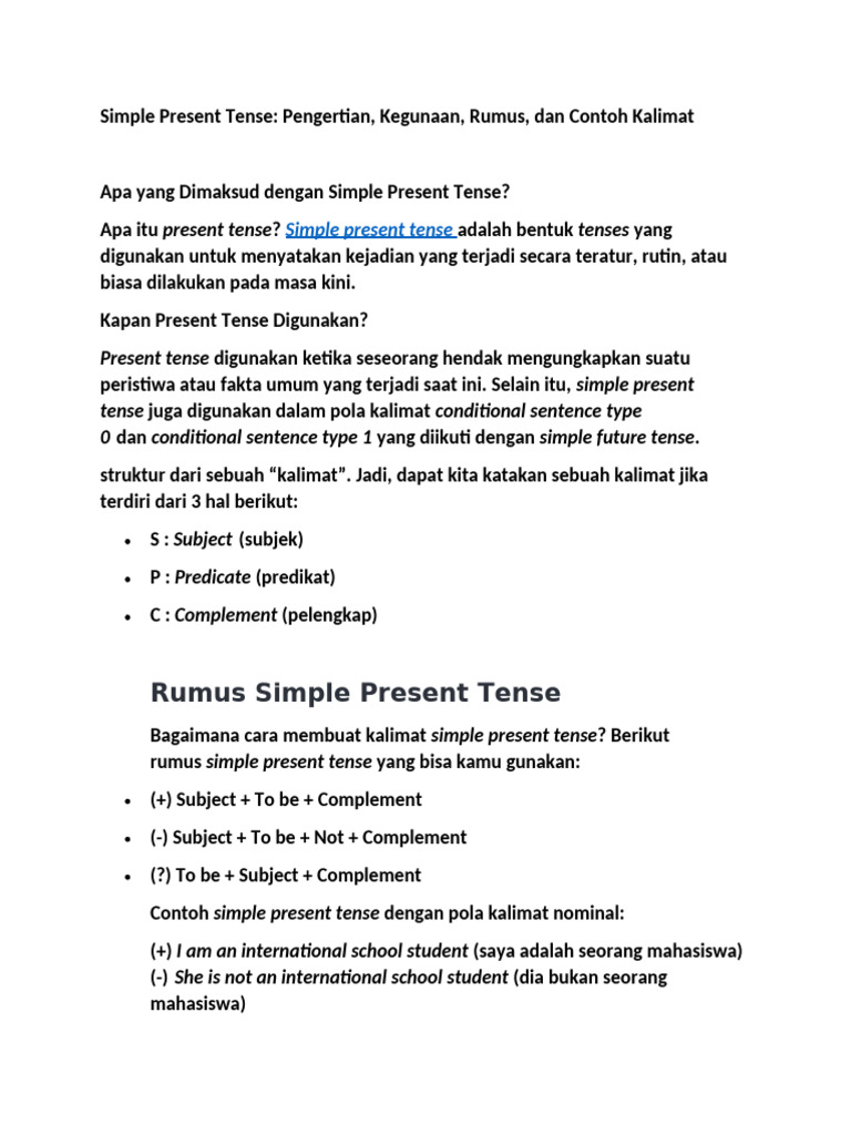Materi Simple Present Tense | PDF | Seni & Disiplin Bahasa