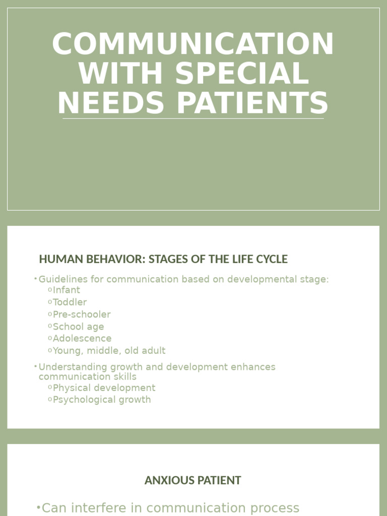 Lecture 10 Communication With Special Needs Patients | PDF | Anger ...