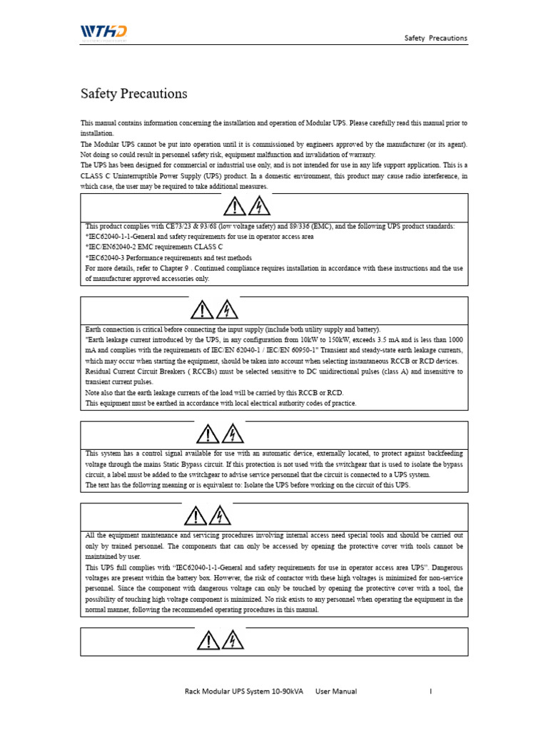 WTHD-User Manual For RM 10-90kVA Modular UPS - E1.0 | PDF | Electrical ...