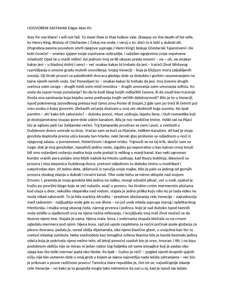 UGOVORENI SASTANAK Edgar Alan Po | PDF