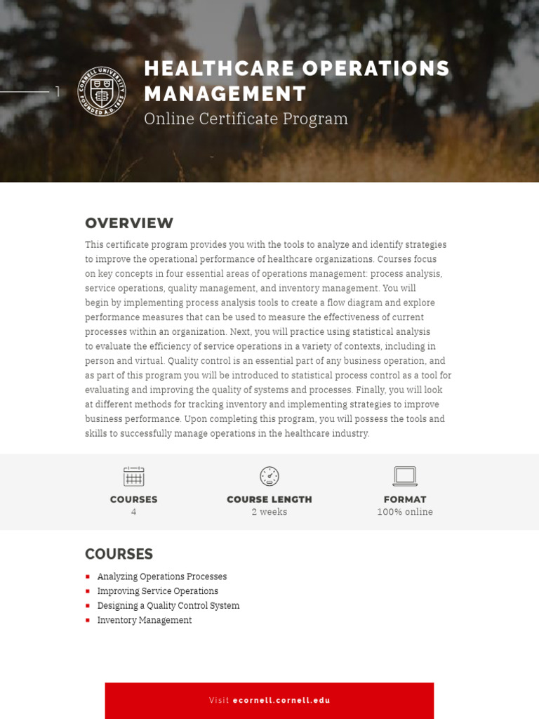 CU Healthcare Operations Management | PDF | Operations Management ...