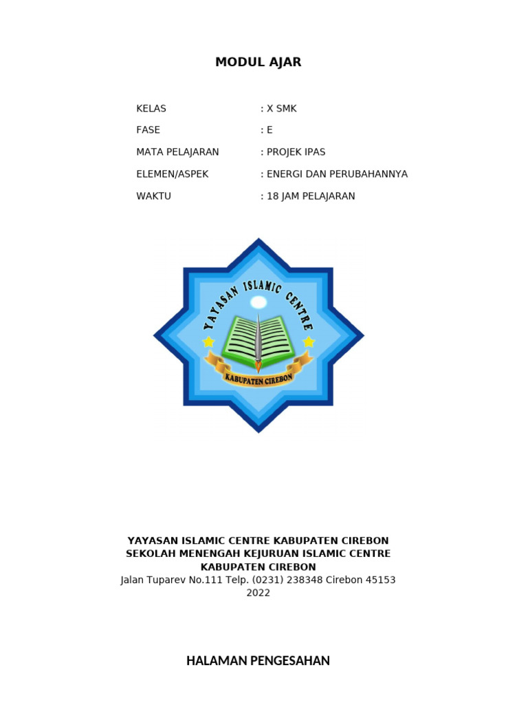 MODUL AJAR ENERGI DAN PERUBAHANNYA | PDF MODUL AJAR ENERGI DAN PERUBAHANNYA | PDF
