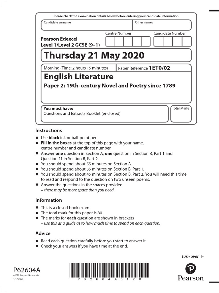 June 2020 QP - Paper 2 Edexcel English Literature GCSE | PDF | Vocational Education | Schools