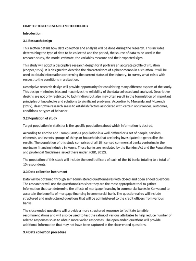 Chapter Three: Research Methodology Notes | PDF | Questionnaire | Real ...